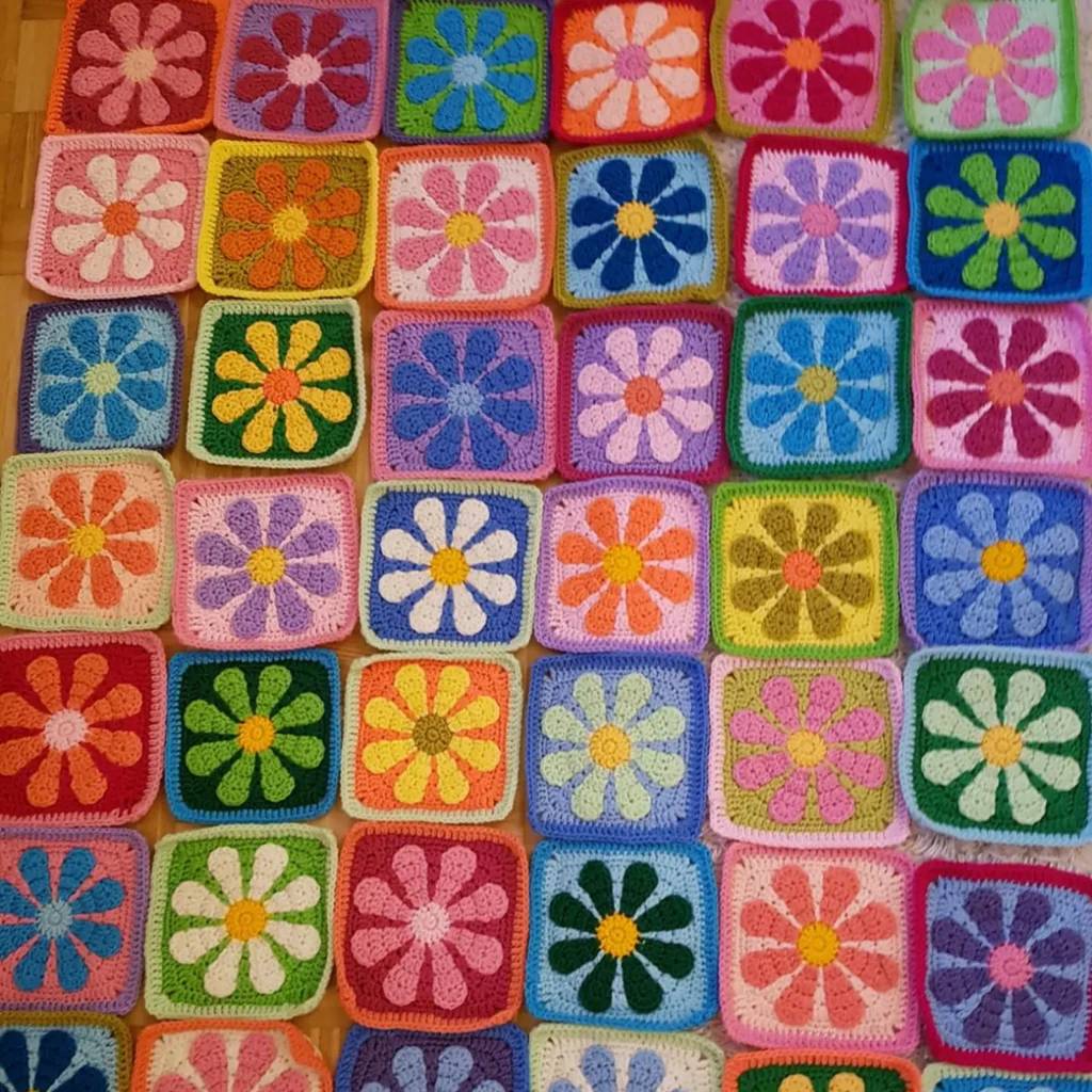 3D Daisy Granny Square Crochet Pattern – Retro Flower PDF Design – Yarn ...